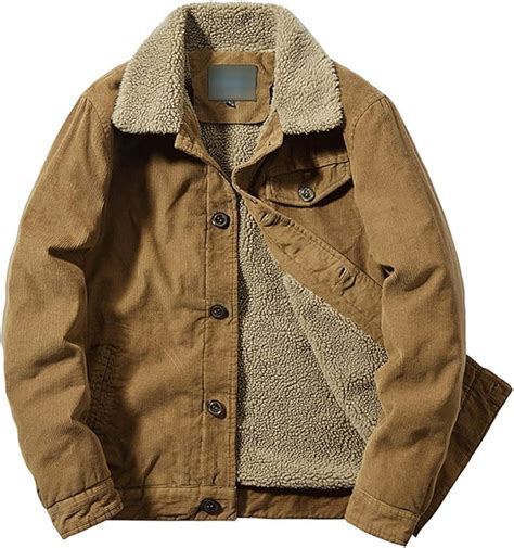 Haellun Men S Fleece Sherpa Lined Button Down Corduroy Denim Trucker