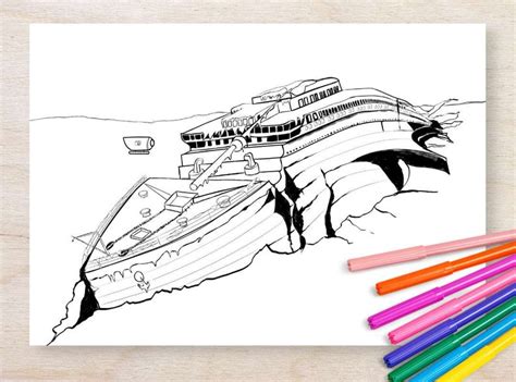 RMS Titanic Wreck Printable Coloring Page Etsy