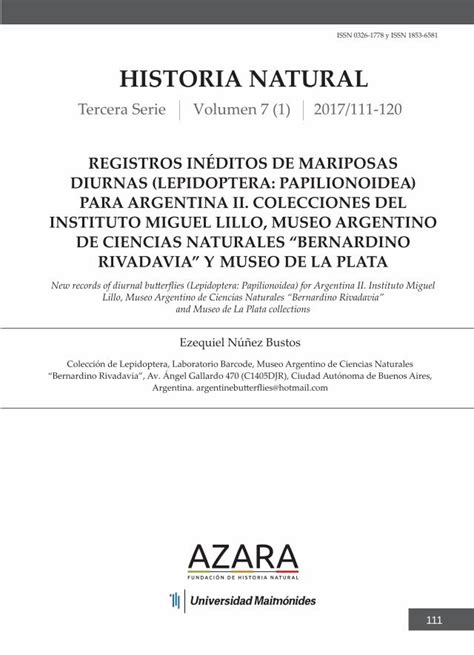 PDF REGISTROS INéDITOS DE MARIPOSAS DIURNAS registros inéditos de