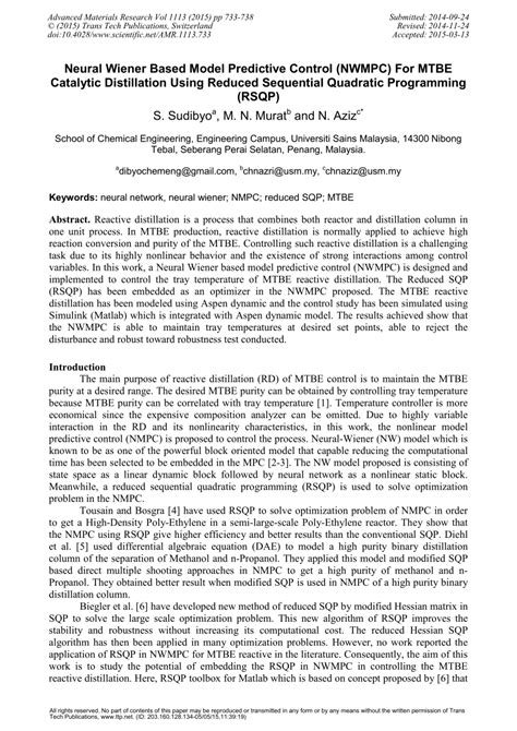[pdf] neural wiener based model predictive control nwmpc for mtbe catalytic distillation using