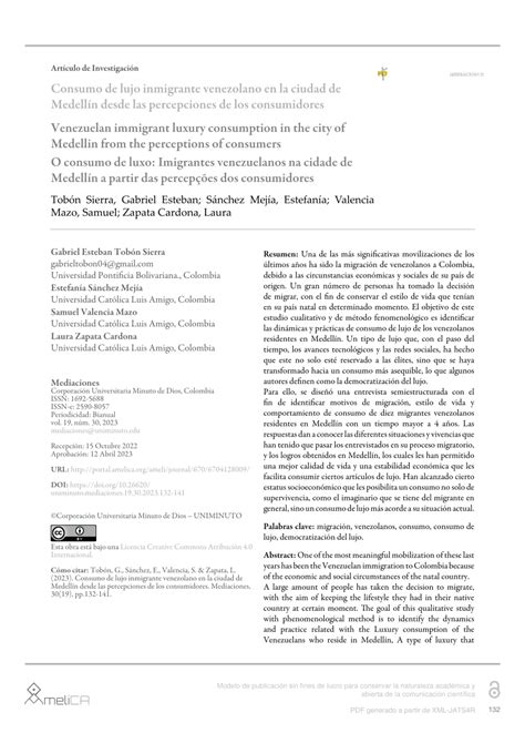 PDF Consumo de lujo inmigrante venezolano en la ciudad de Medellín