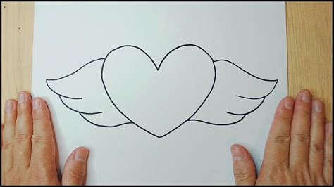 Como Dibujar Un Corazon Con Alas Dibujos Faciles Dibujo De Corazon