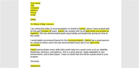 Nursing Reference Letter Template Employee Reference Letter Reference