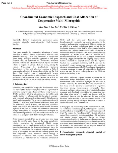 pdf coordinated economic dispatch and cost allocation of cooperative multi microgrids