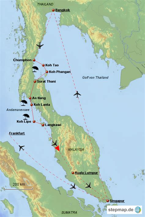 Thailand Malaysia Singapur von lizzard Landkarte für Asien
