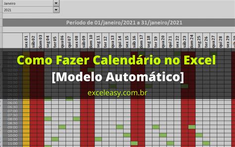 Como Fazer Calendário no Excel Modelo Automático Excel Easy