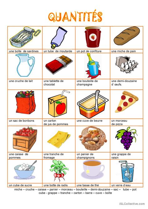 Dictionnaire d images Quantités di Français FLE fiches pedagogiques