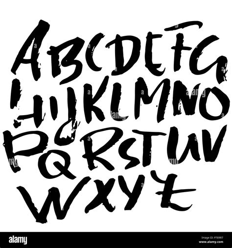 Hand Drawn Dry Brush Lettering Grunge Style Alphabet Handwritten Font