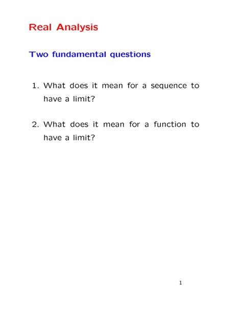 intermediate analysis lec 1 real analysis real analysis two fundamental questions what does