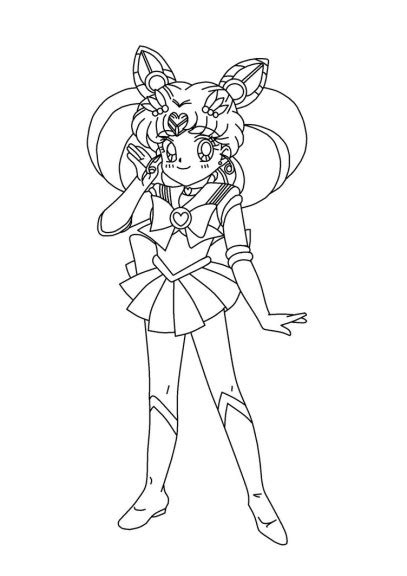 Coloriage Sailor Chibi Moon gratuit à imprimer