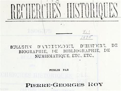 Le Bulletin des recherches historiques Première Partie ebook PDF