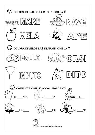 Esercizi Sulle Vocali Classe Prima Maestralu
