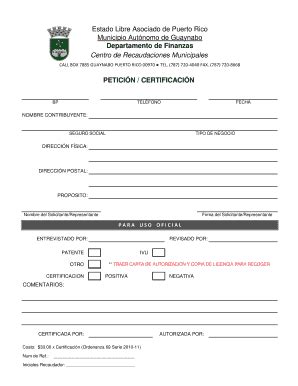 Completable En línea guaynabocity gov Solicitud Certificaci n No Deuda