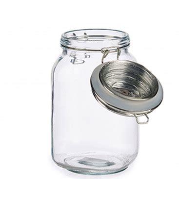 Bocal Cuisine Hermétique en Verre Couvercle Clip Métal Chromé 1 5L