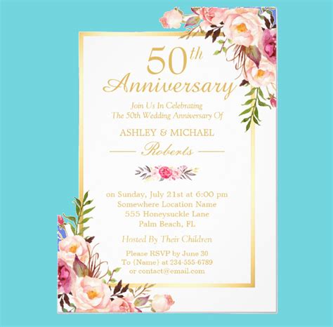 Th Wedding Anniversary Invitation Examples Illustrator Word