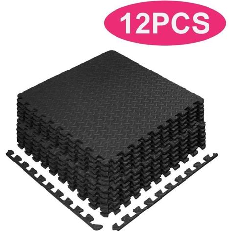 Tapis De Sol De Gym Sport Avec 12 Dalles De Protection En Mousse 60 Cm