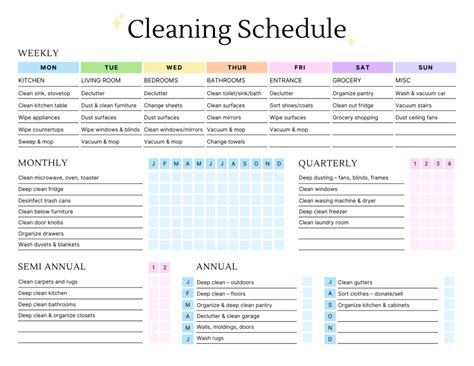 Weekly Cleaning Schedule Day Planner Printable 60 OFF