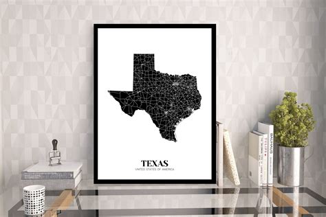 Map Of Texas Printable Texas Map Printable Texas Decor Etsy
