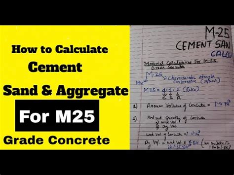 How To Calculate Cement Sand And Aggregate For M Concrete Youtube