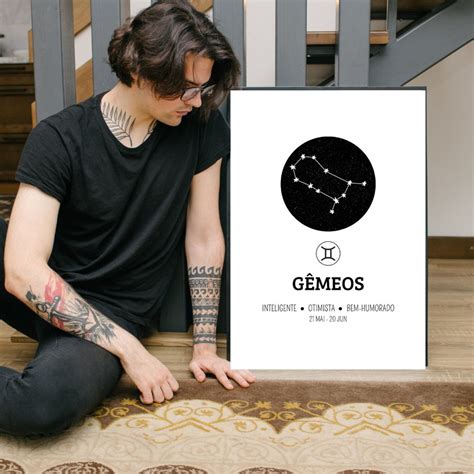 Arte Digital quadro Signo de Gêmeos Elo7 Produtos Especiais