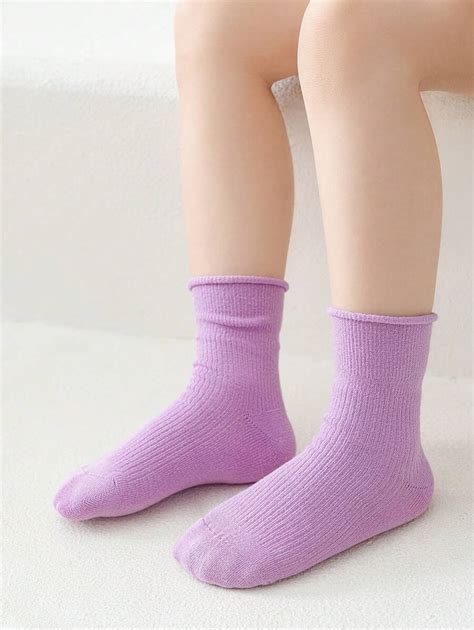 Conjunto de 5 pares de meias de algodão de verão bordas enroladas