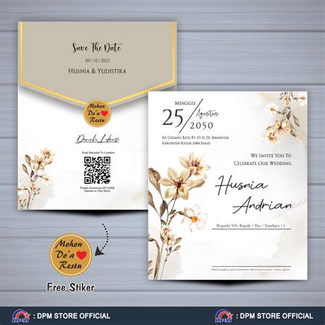Jual Undangan Pernikahan Semi Amplop Lipat 3 Free Foto Full Colour