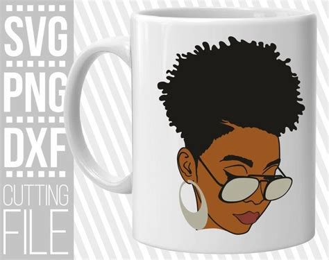 Black Woman With Glasses Svg Afro Woman Svg Layered Svg Afro Bun