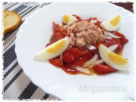 Recetas Light Adelgazaconsusi Ensalada de pimientos con atún y huevo