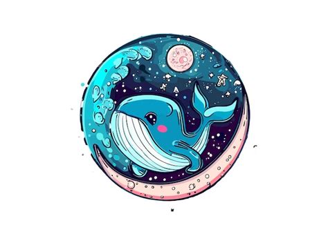 Aquarela baleia azul paisagem marinha subaquática ilustração