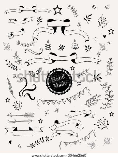 Handdrawn Banners Set Hand Drawn Vintage Stock Vector Royalty Free