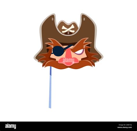 Pirate Carnival And Photo Booth Mask Isolated Cartoon Vector Corsair