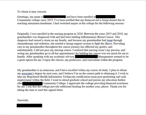 Successful Sap Appeal Letter