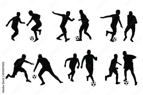 Set Of Football Soccer Players Football Soccer Players Silhouette