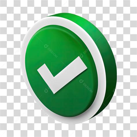 Sinal De Positivo Verificado Em Forma Circular Verde Elemento 3D PNG