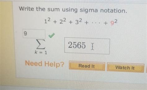 solved write the sum using sigma notation 12 22 32