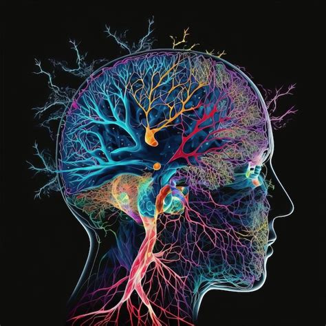La Compleja Red De Neuronas En El Cerebro Humano Sobre Fondo Negro