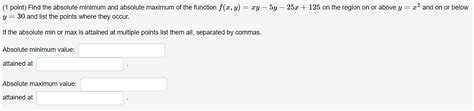 solved 1 point find the absolute minimum and absolute