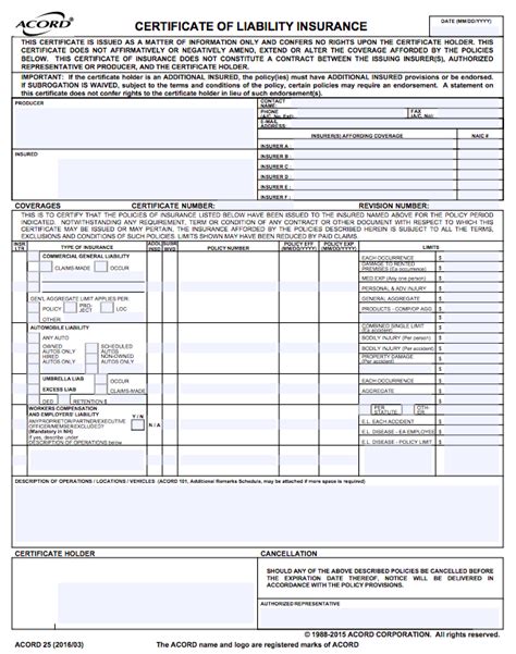 Mobile Home Fillable Online Acord Form Printable Forms Free Online