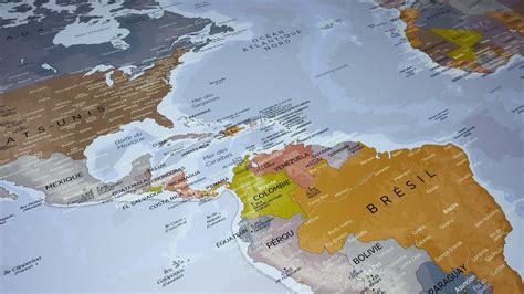 Mappemonde Aluminium Dibond Carte Monde M Tallique Achat