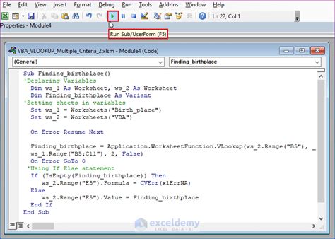 Excel Vba Vlookup With Multiple Criteria Examples