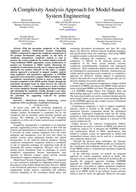 pdf a complexity analysis approach for model based system engineering