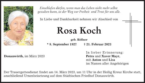 Traueranzeigen von Rosa Koch Allgäuer Zeitung