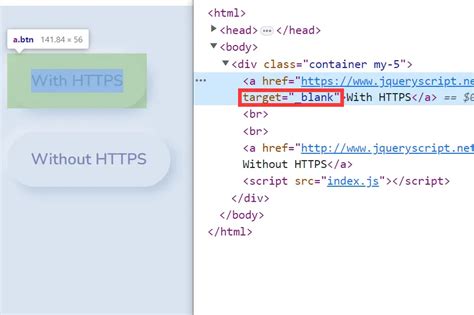 auto add target blank attribute for links target blank validate css script