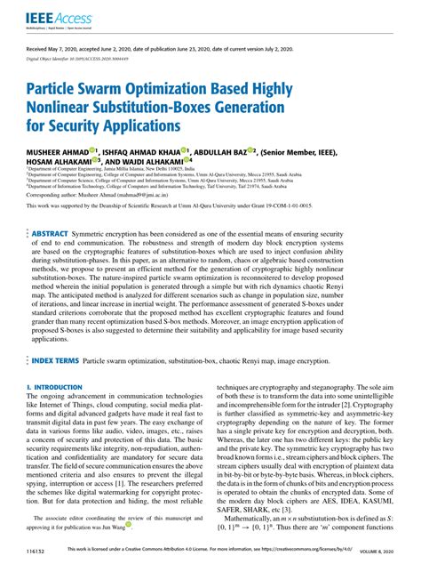 pdf particle swarm optimization based highly nonlinear substitution boxes generation for