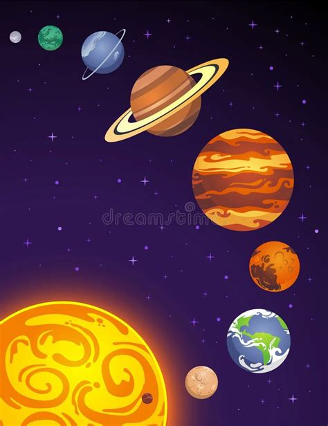Desenhos Animados Dos Planetas Do Sistema Solar Ilustração Stock