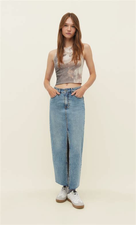 10 Ideas Para Combinar Una Falda Vaquera Larga Y Con Abertura Moda