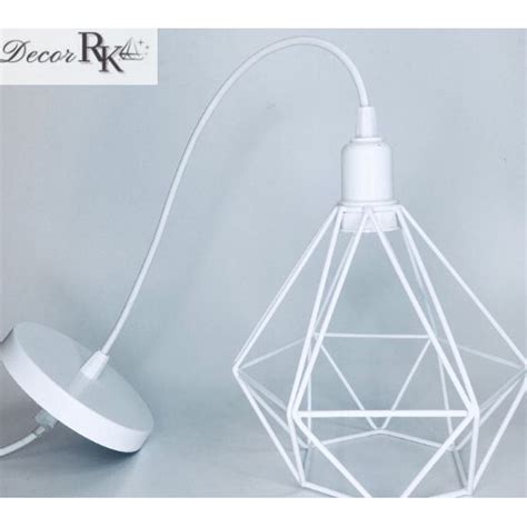 Pendente Lustre Luminária Aramado Diamante Branco Shopee Brasil