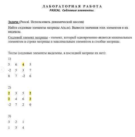 pascal Два минимальных элемента в строке Седловые элементы Stack