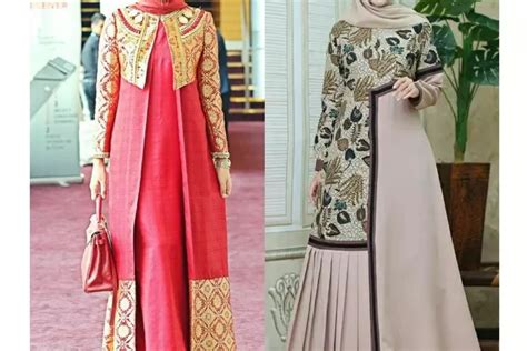 10 Inspirasi Outfit Gamis Batik Kombinasi Polos Modern Dan Terbaru 2023