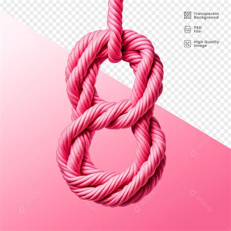 Número 8 Rosa Cordas Elemento 3D para Composição PSD download